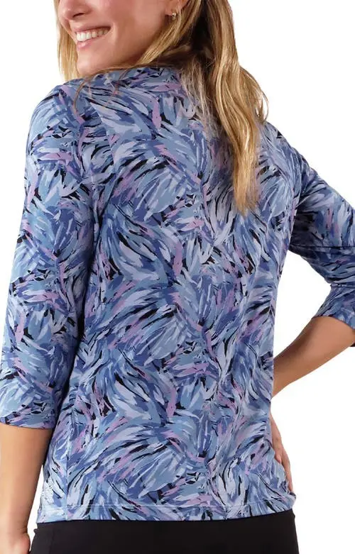 UV SKINZ 3/4 Sleeve V-neck Tee - Brushstrokes