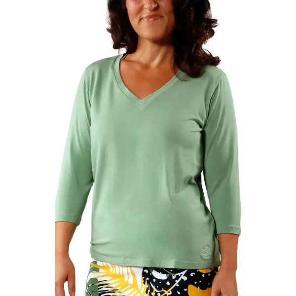 UV SKINZ 3/4 Sleeve V-neck Tee - Sage