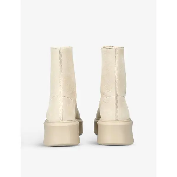 THE ROW Zipped Grained-leather Ankle Boots - Beige