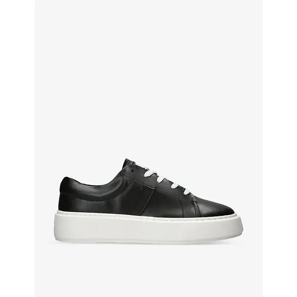 GANNI Sporty Mix Logo-embossed Faux-leather Low-top Trainers - Black