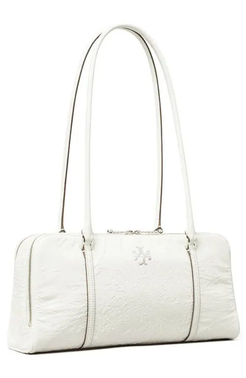 Tory Burch T Monogram Small Metallic Satchel - White
