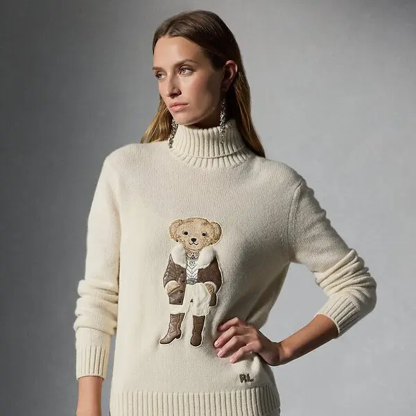 Ralph Lauren Rancher Polo Bear Cashmere Turtleneck In Classic