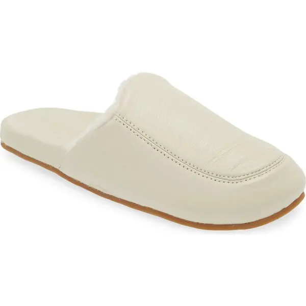 Olukai Konea Genuine Shearling Lined Mule - Bone/ Bone