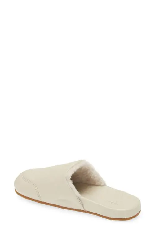 Olukai Konea Genuine Shearling Lined Mule - Bone/ Bone