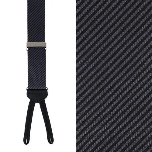 Trafalgar Leyton Diagonal Lined Tone On Tone Silk Suspender - Graphite