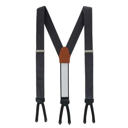 Trafalgar Leyton Diagonal Lined Tone On Tone Silk Suspender - Graphite