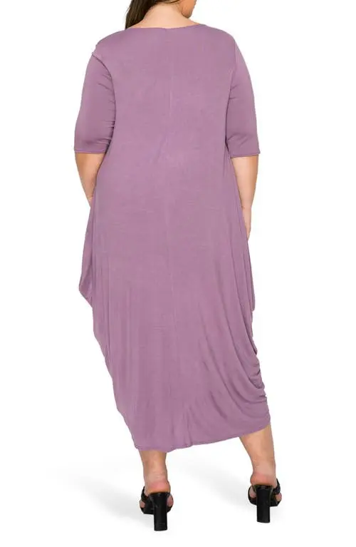 L I V D Evelyn Bubble Hem Jersey Midi Dress - Lavender Dusty | Editorialist