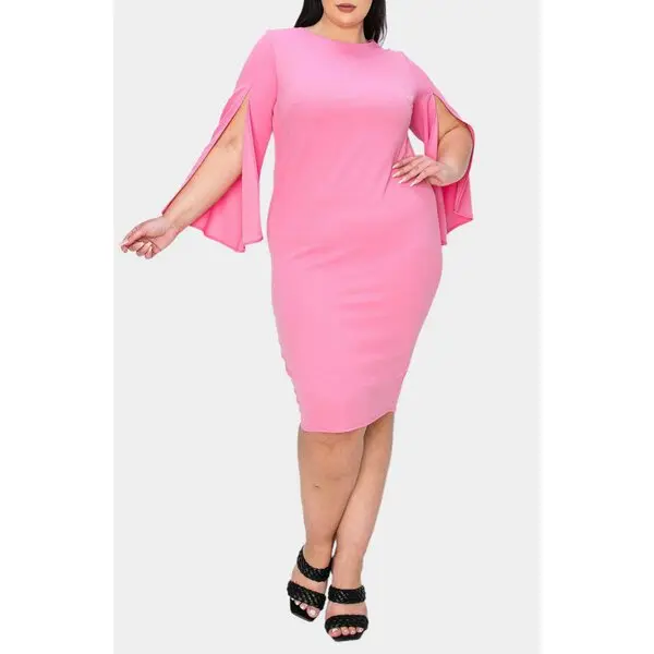 L I V D Clementine Split Sleeve Jersey Sheath Dress - Rose