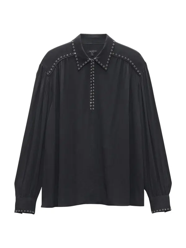 Rag & Bone Emmy Eyelet Long-sleeve Blouse - Black