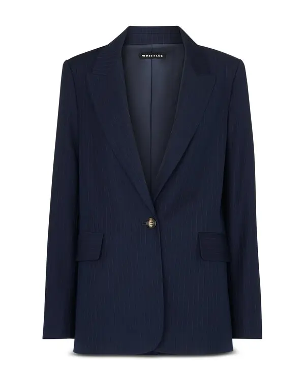 Whistles Single Breasted Pinstriped Blazer