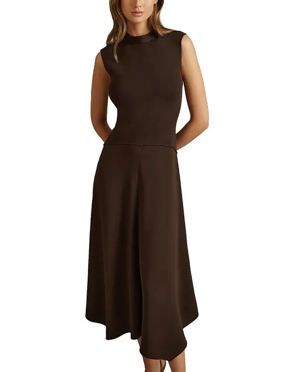 sachin and babi light blue dress Reiss Arizona Satin Cowl Neck Jumpsuit, Chocolate Brown main image 0