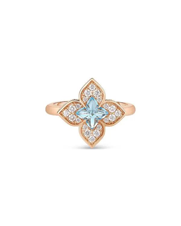 Roberto Coin 18k Rose Gold Venetian Princess Carnival Amethyst & Diamond Flower Ring - Blue/pink