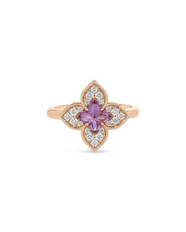 Roberto Coin 18k Rose Gold Venetian Princess Carnival Amethyst And Diamond Flower Ring - Purple/pink
