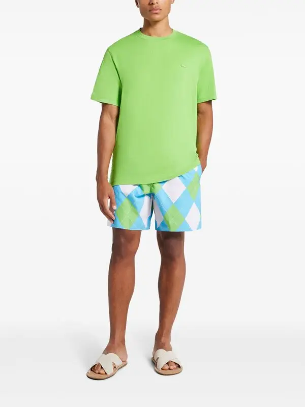 Lacoste Geometric-print Swim Shorts - Blue