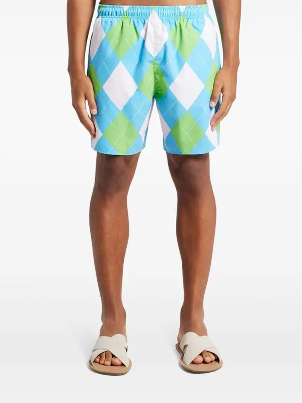 Lacoste Geometric-print Swim Shorts
