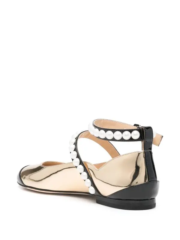 Mach & Mach Two-tone Ballerina Shoes - Gold