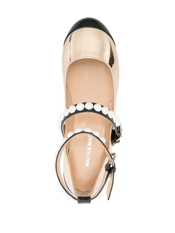 Mach & Mach Two-tone Ballerina Shoes - Gold
