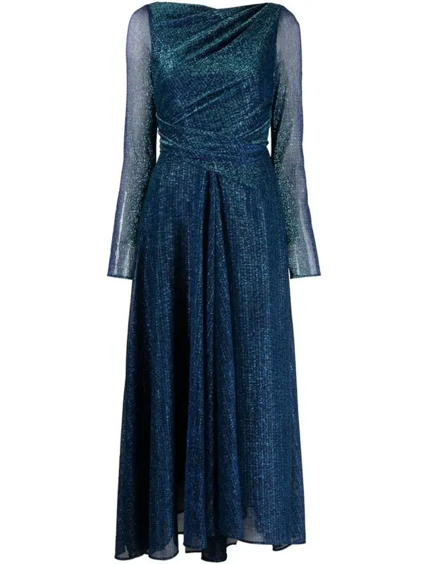 Talbot Runhof Metallic-thread Draped Midi Dress