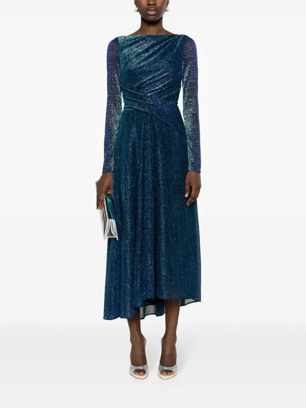 Talbot Runhof Metallic-thread Draped Midi Dress