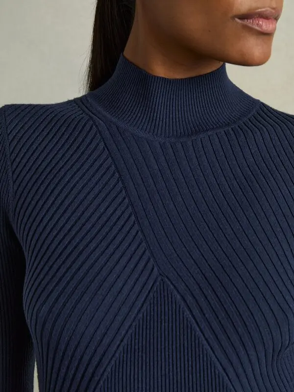 REISS Hannah Ribbed Midi Dress