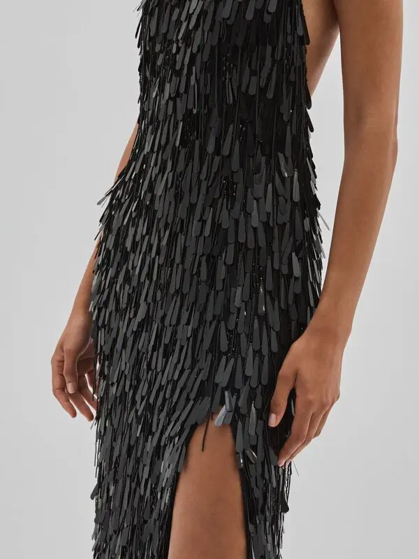 ILTA Sequinned And Beaded Halter-neck Maxi Dress