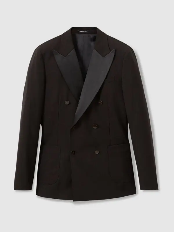 REISS Shadow Double-breasted Tuxedo Jacket In Wool