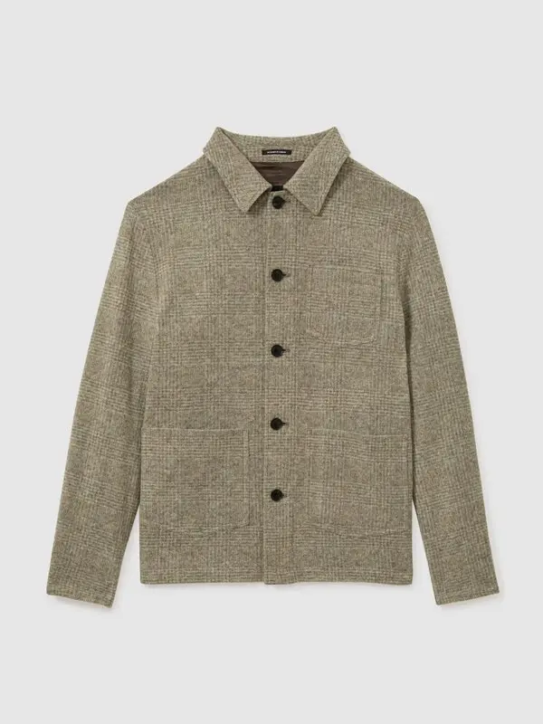 REISS Marble Checked Brushed Workwear Jacket