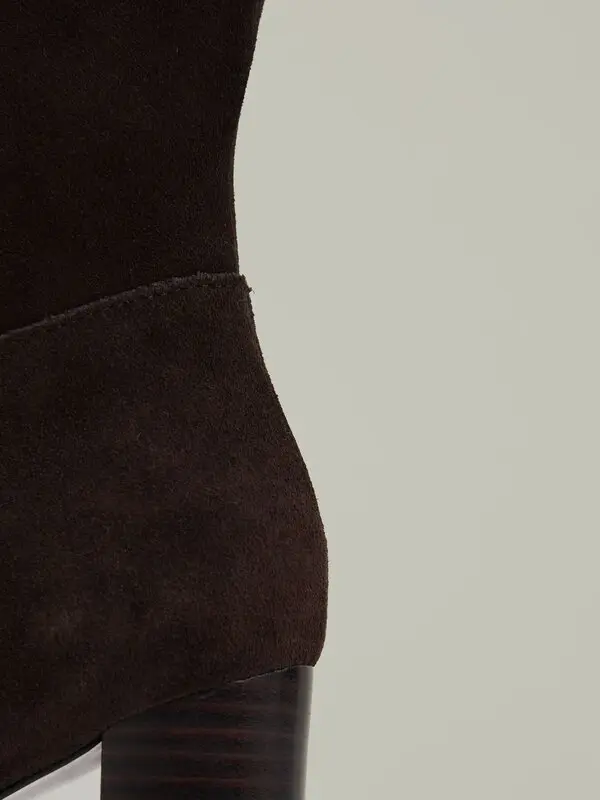 REISS Bianca Leather Knee-high Block-heel Boots - Chocolate