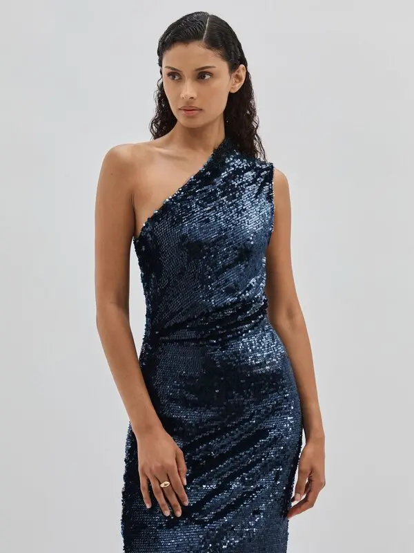 ILTA Sequinned One-shoulder Maxi Dress