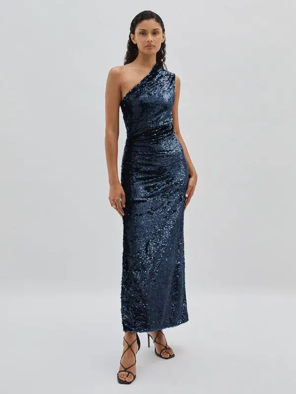 ILTA Sequinned One-shoulder Maxi Dress