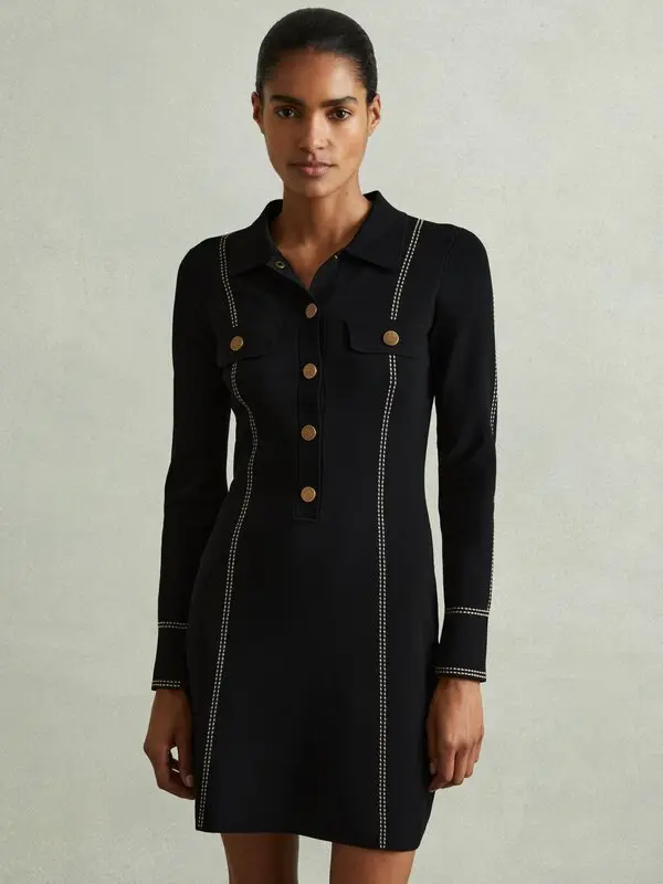 REISS Edena Knitted Mini Dress