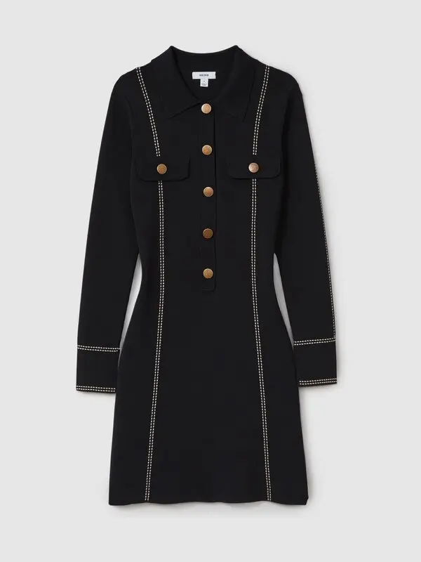 REISS Edena Knitted Mini Dress
