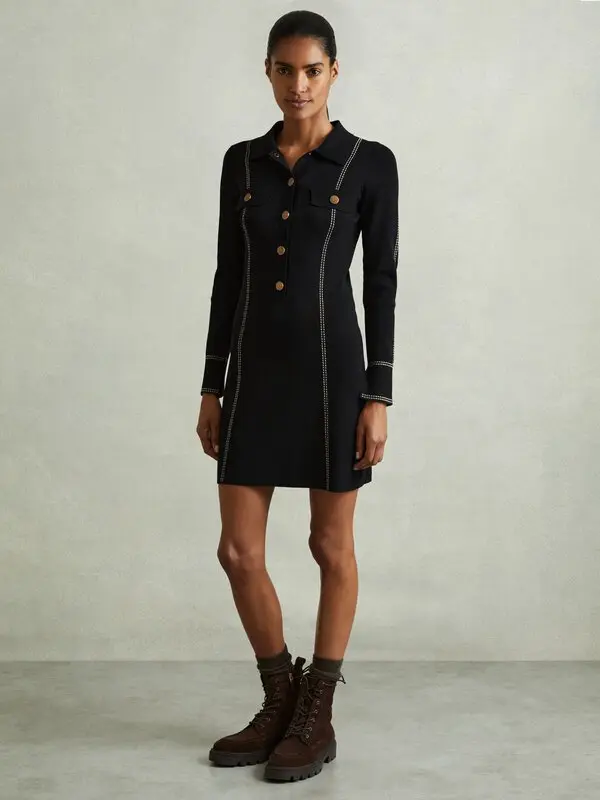 REISS Edena Knitted Mini Dress