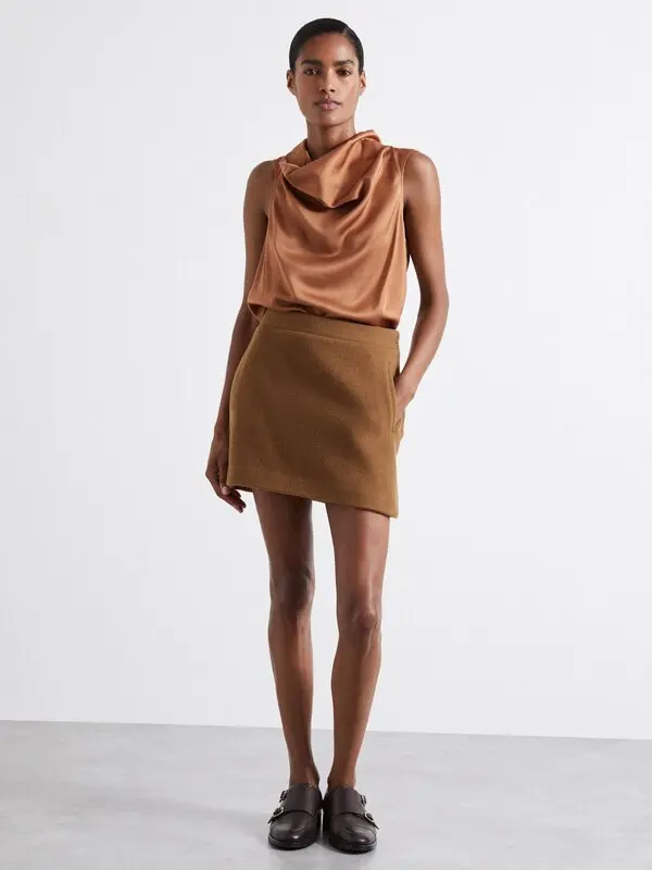 REISS Blake Atelier Virgin Wool Blend Mini Skirt