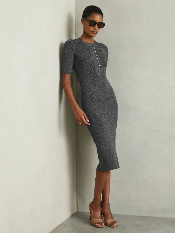 REISS Sandy Ribbed Wool-blend Midi Dress