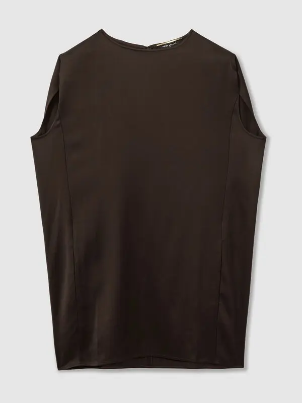 REISS Camille Atelier Satin Tunic Top With Wool