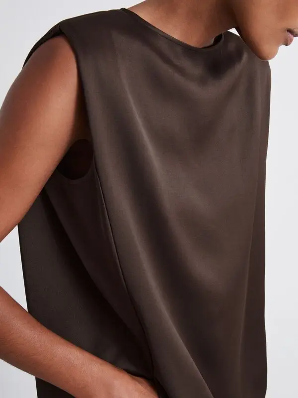 REISS Camille Atelier Satin Tunic Top With Wool