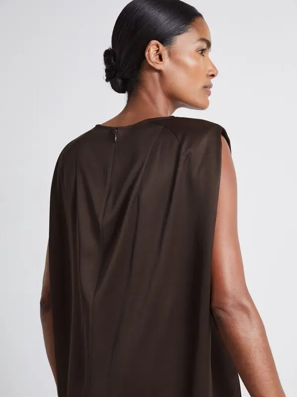REISS Camille Atelier Satin Tunic Top With Wool
