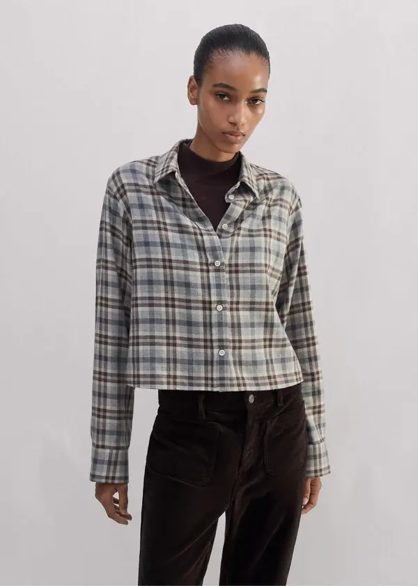 ME+EM Check Cotton Merino Crop Shirt