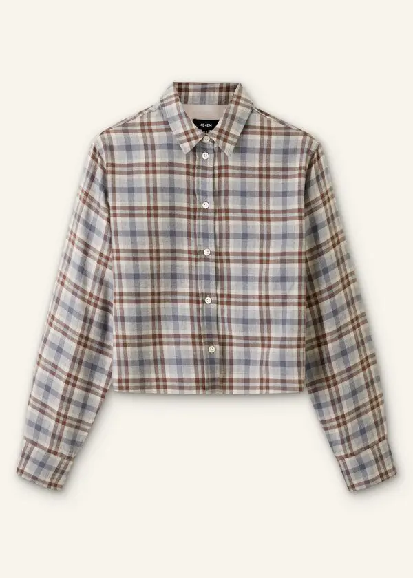 ME+EM Check Cotton Merino Crop Shirt