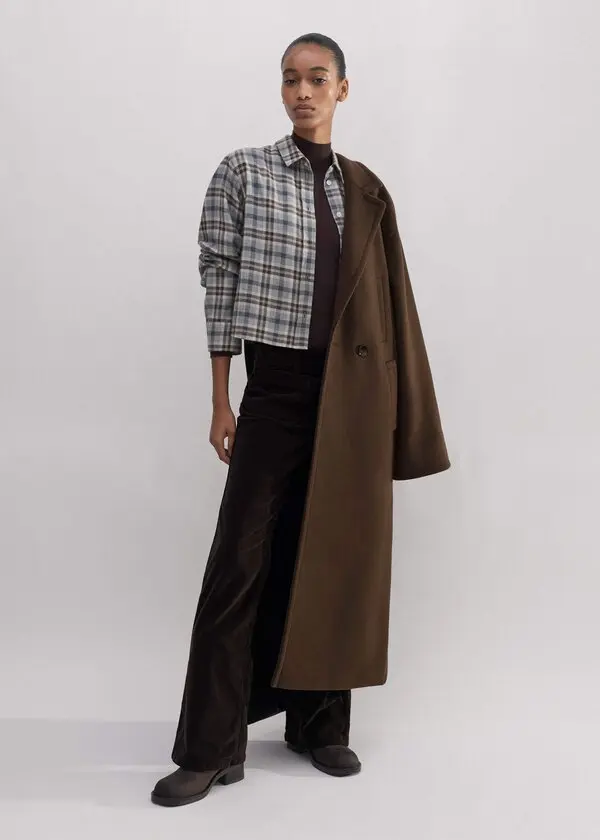 ME+EM Check Cotton Merino Crop Shirt