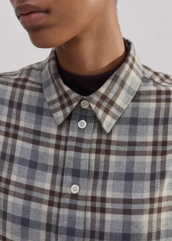 ME+EM Check Cotton Merino Crop Shirt