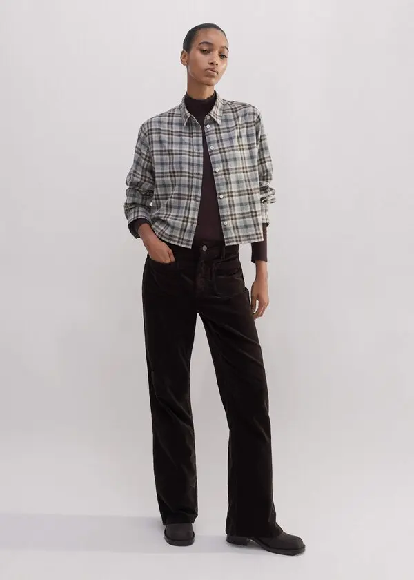 ME+EM Check Cotton Merino Crop Shirt