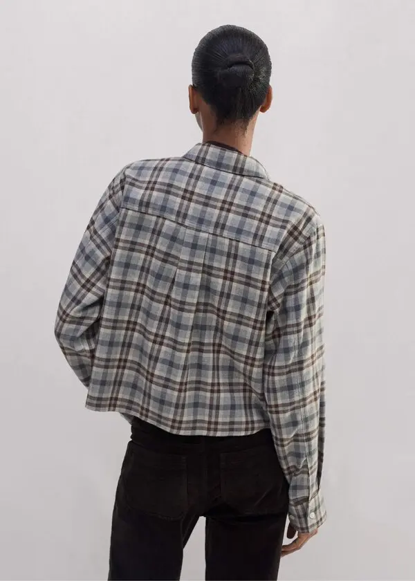 ME+EM Check Cotton Merino Crop Shirt