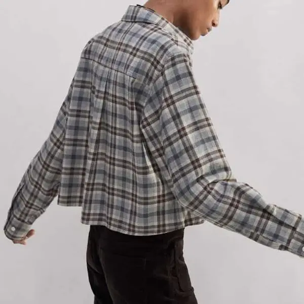 ME+EM Check Cotton Merino Crop Shirt