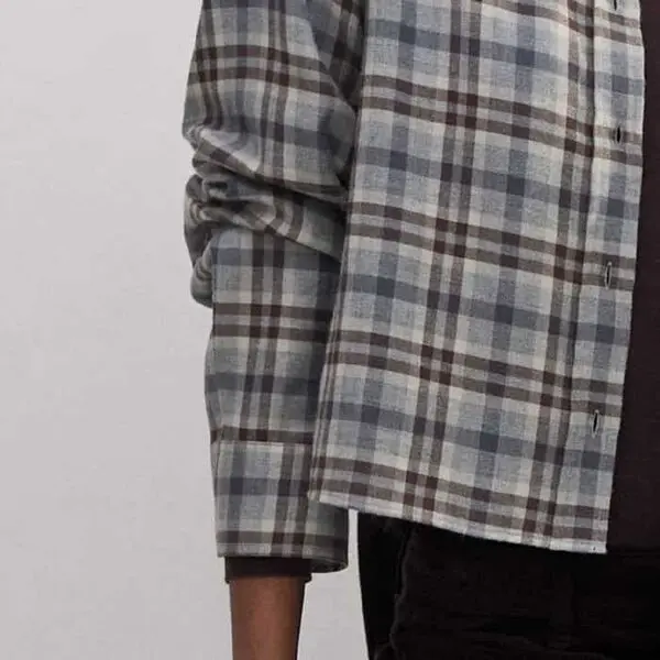 ME+EM Check Cotton Merino Crop Shirt