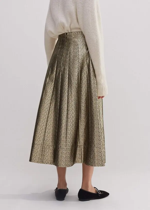 closet gold pleated skirt dress Maxi Dress Closet Gold Pleated Ivory Skirt Dress Under Twilight Lurex Maxi Dress  Gold XS