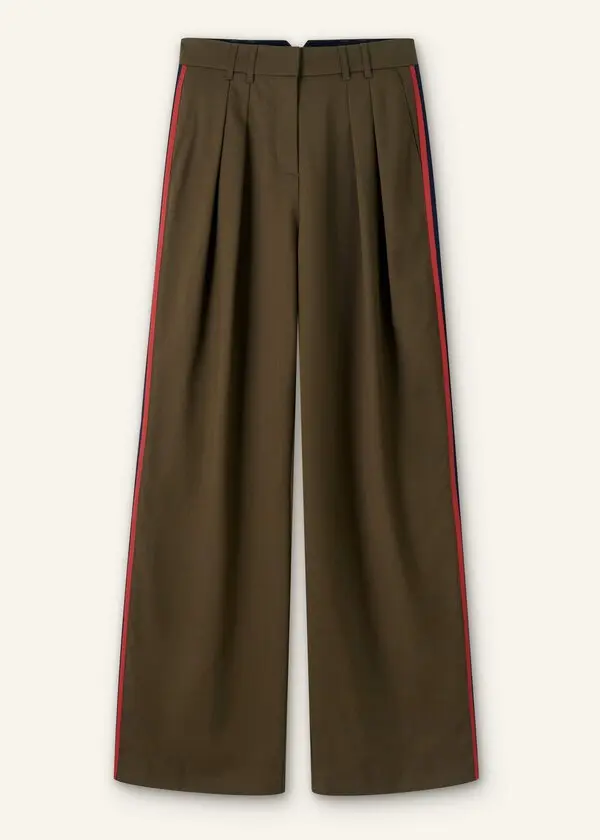 ME+EM Wool Pleat Front Wide-leg Trousers - Olive