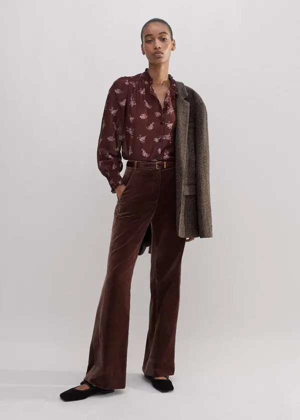 ME+EM Velvet Kick Flare Trousers