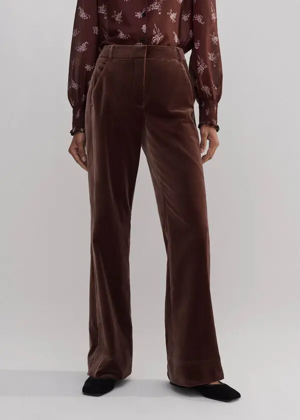 ME+EM Velvet Kick Flare Trousers - Tea Rose